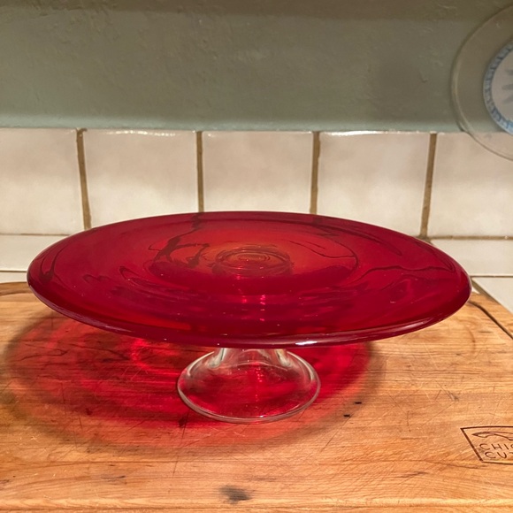 Kitchen | Vintage Red Glass Cake Pedestal | Poshmark
